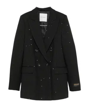ERMANNO FIRENZE Double-breasted Long-sleeve Blazer - Black
