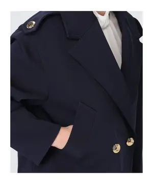 Elisabetta Franchi Double-breasted Coat With Gold-tone Logo Engraved Buttons