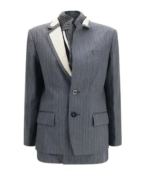 Sacai Layered Pinstripe Blazer - Gray