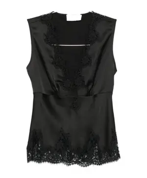 ERMANNO FIRENZE Lace-detail Tank Top - Black