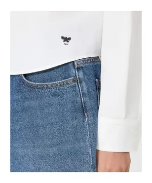 Max Mara Panetto Boxy Shirt With Embroidered Butterfly Detail
