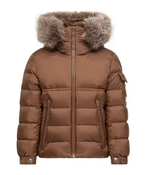 Moncler New Byronf Hooded Faux Fur-trimmed Down Jacket - Light Brown