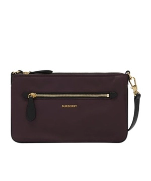 Burberry Nylon Zip Pouch With Leather Top Handle