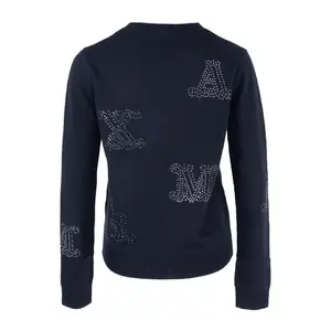 Max Mara Cashmere Sweater With Embellished Logo - Blue