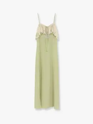 Chloé Silk Dress With Lace Inserts - Multicolor