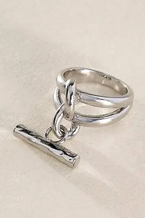 Free People Shadow Ring With Toggle And Chain Detail - Silver