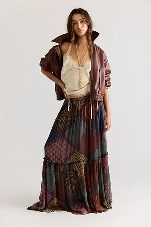 Free People Single Whip Printed Maxi Skirt