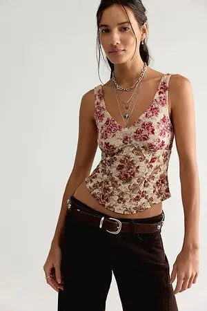 Free People Skylar Lace Corset Top - Tea Combo