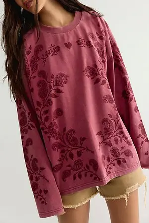 THE TALES Paisley Long Sleeve Top - Burnt Red
