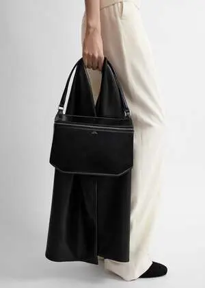 TOTEME Clip Palmellato Patent Leather Shoulder Bag - Black