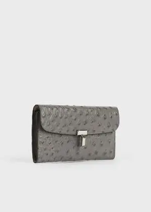 TOTEME T-lock Ostrich-embossed Wallet