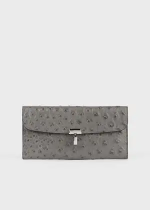 TOTEME T-lock Ostrich-embossed Wallet