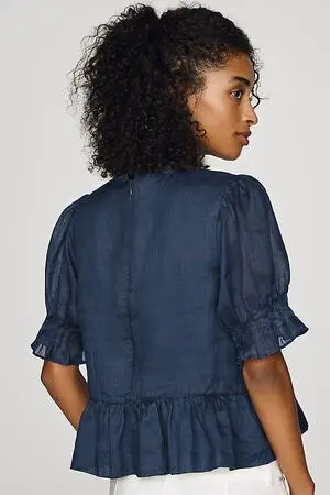A.REN Brigette 100% Linen Peplum Top