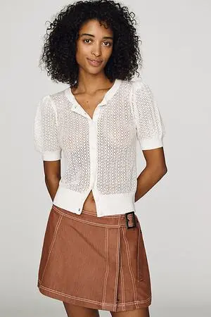 Anthropologie Sheer Potelle Cardigan - Snow