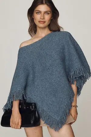Anthropologie Knit Frge Triangle Poncho - Medium Denim
