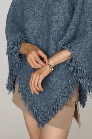 Anthropologie Knit Frge Triangle Poncho - Medium Denim