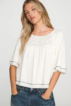 PILCRO Flutter-sleeve Swg Blouse - Ivory