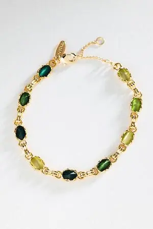 Anthropologie Bezel Stone Bracelet - Green