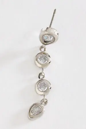 Anthropologie Bezel Crystals Drop Earrgs - Silver