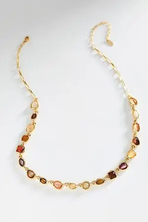 Anthropologie Bezel Stone Necklace - Neutral