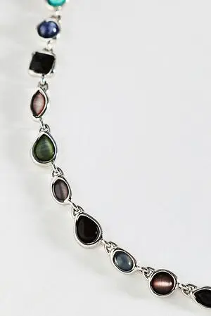 Anthropologie Bezel Stone Necklace - Silver