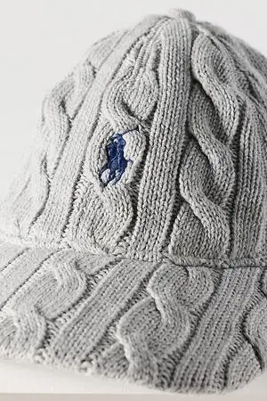 Ralph Lauren Cable Knit Baseball Cap - Heather Grey