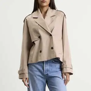 ANINE BING Rickie Cropped Trench Coat