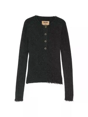 UMA WANG Ribbed-knit Button-up Jumper - Grey