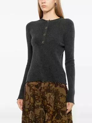 UMA WANG Ribbed-knit Button-up Jumper