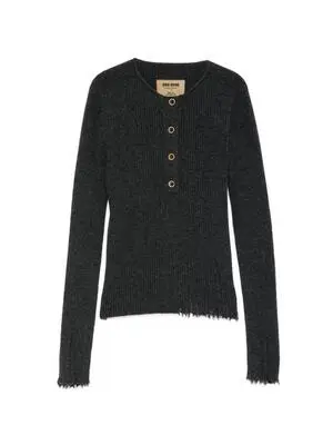 UMA WANG Ribbed-knit Button-up Jumper - Grey