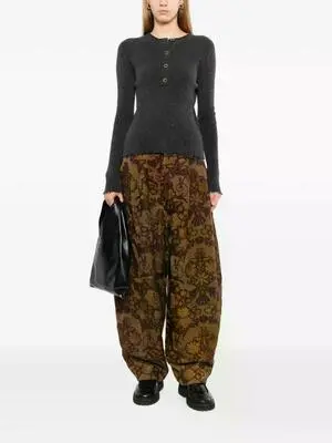 UMA WANG Ribbed-knit Button-up Jumper - Grey