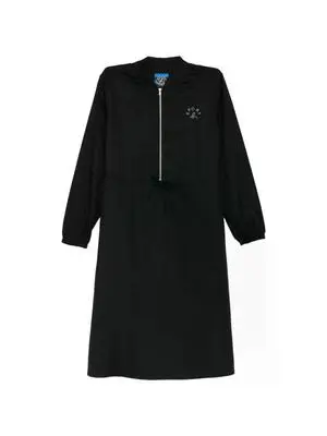 AGNES B. Logo Embroidered Zip Up Midi Dress