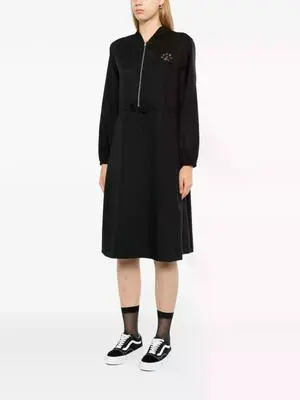 AGNES B. Logo Embroidered Zip Up Midi Dress