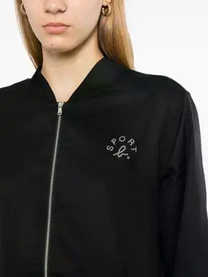 AGNES B. Logo Embroidered Zip Up Midi Dress