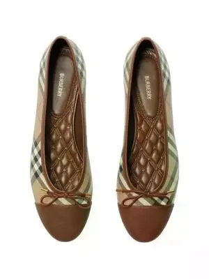Burberry Checked Canvas Highgate Ballerinas - Neutrals