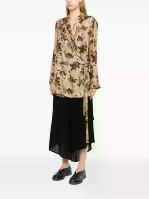 UMA WANG Floral Print Wrap Jacket - Neutrals