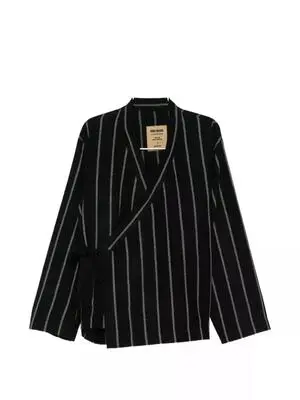 UMA WANG Vertical Stripe Wrap Blazer - Black