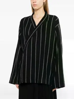 UMA WANG Vertical Stripe Wrap Blazer