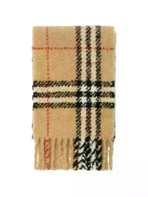 Burberry Check Alpaca Wool-blend Bouclé Scarf - Neutrals