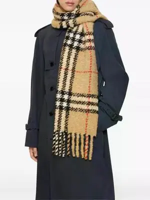 Burberry Check Alpaca Wool-blend Bouclé Scarf