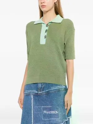 JW Anderson Short Sleeve Knit Polo - Green