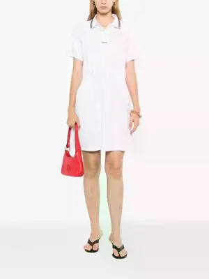 Versace Logo Embroidered Polo Dress - White