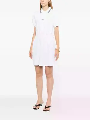 Versace Logo Embroidered Polo Dress - White
