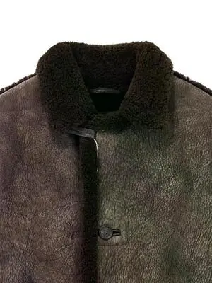 Giorgio Armani Shearling Trim Leather Jacket