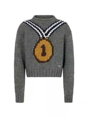 Dsquared2 Intarsia-knit Crew-neck Sweater - Grey