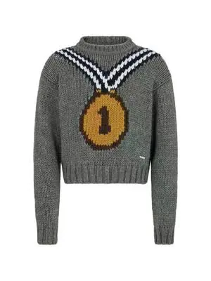 Dsquared2 Intarsia-knit Crew-neck Sweater - Grey
