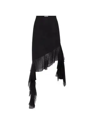 Nina Ricci Asymmetric Lace-trim Midi Skirt