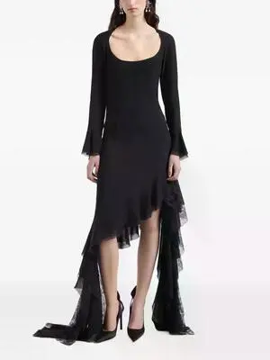 Nina Ricci Asymmetrical Hem Midi Dress - Black