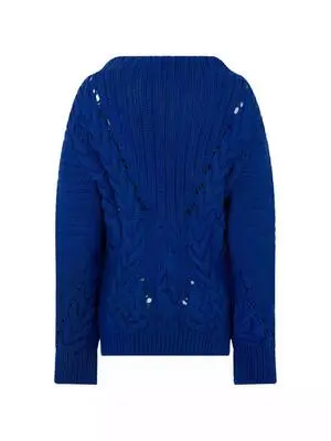 Alberta Ferretti Distressed Cable-knit Sweater