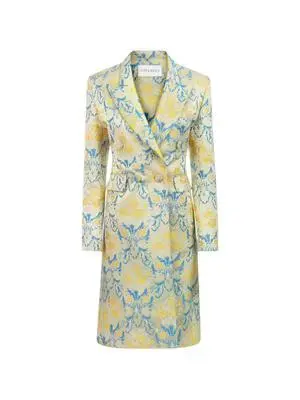 Nina Ricci Flower-jacquard Double-breasted Coat - Neutrals